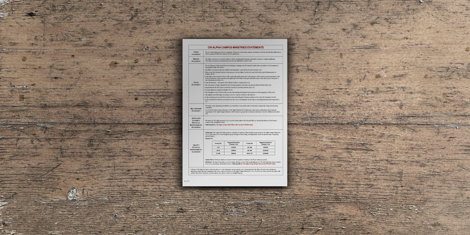 Chi Alpha Campus Ministry Statements | Chi Alpha Campus Ministries